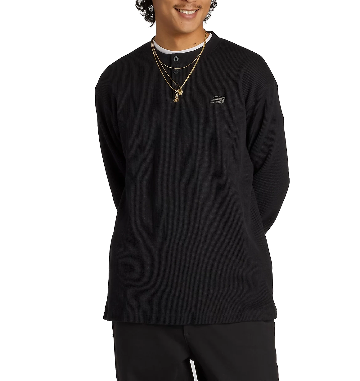 New Balance Numeric Waffle Knit LS Henley, Black – SK8 Clothing